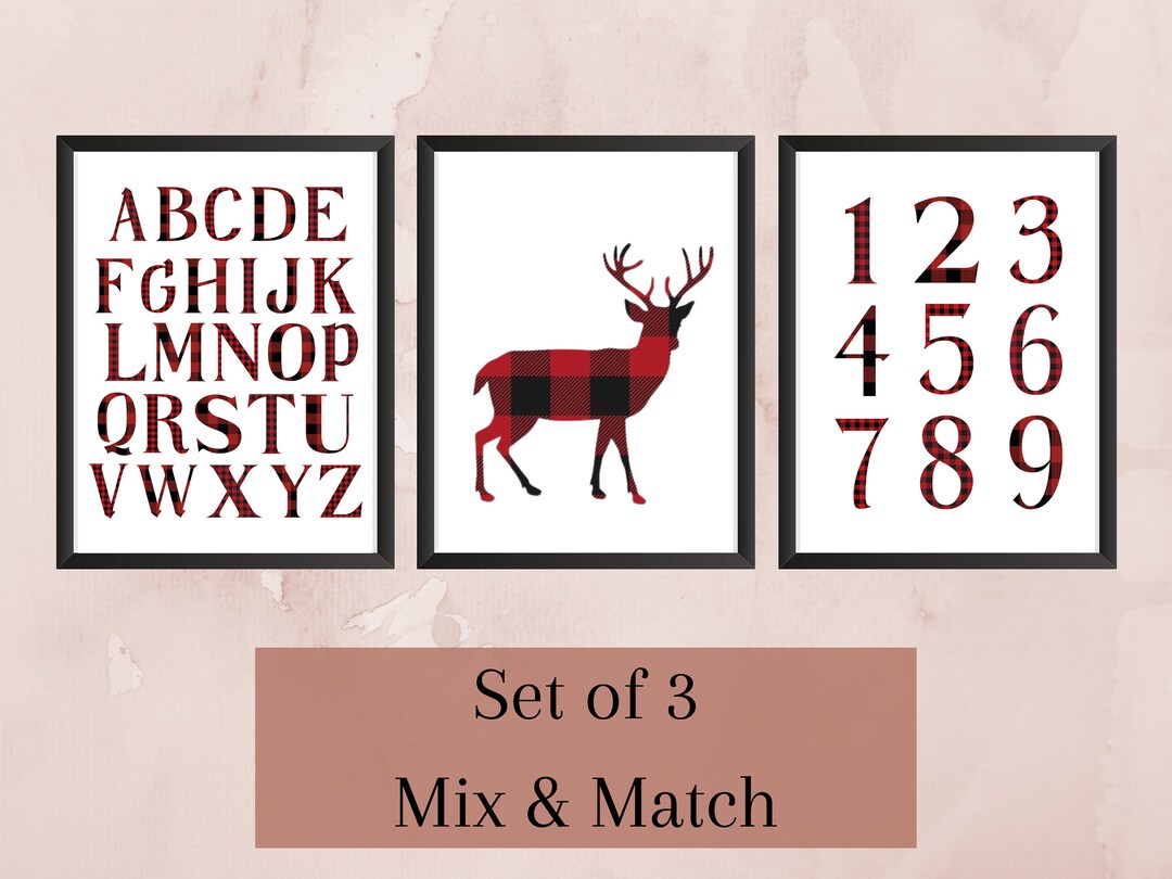 Buffalo Plaid Nursery Decor | Alphabet Poster | Number Poster | Plaid ...
