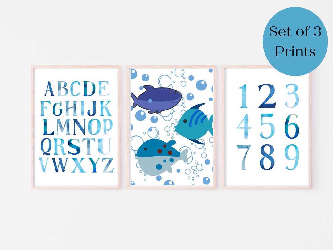 Alphabet Poster | Sea Life Nursery Wall Art | Watercolor Alphabet ...