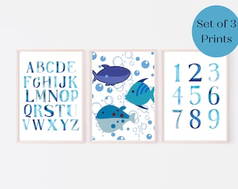 Alphabet Poster Watercolor Alphabet Poster Number Poster ABC Poster ...