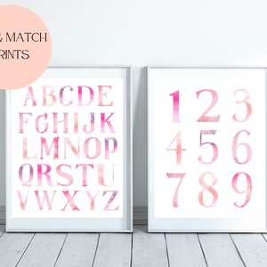 Alphabet Poster | Watercolor Alphabet Poster | Number Poster | ABC ...