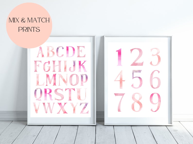 Alphabet Poster | Watercolor Alphabet Poster | Number Poster | ABC ...