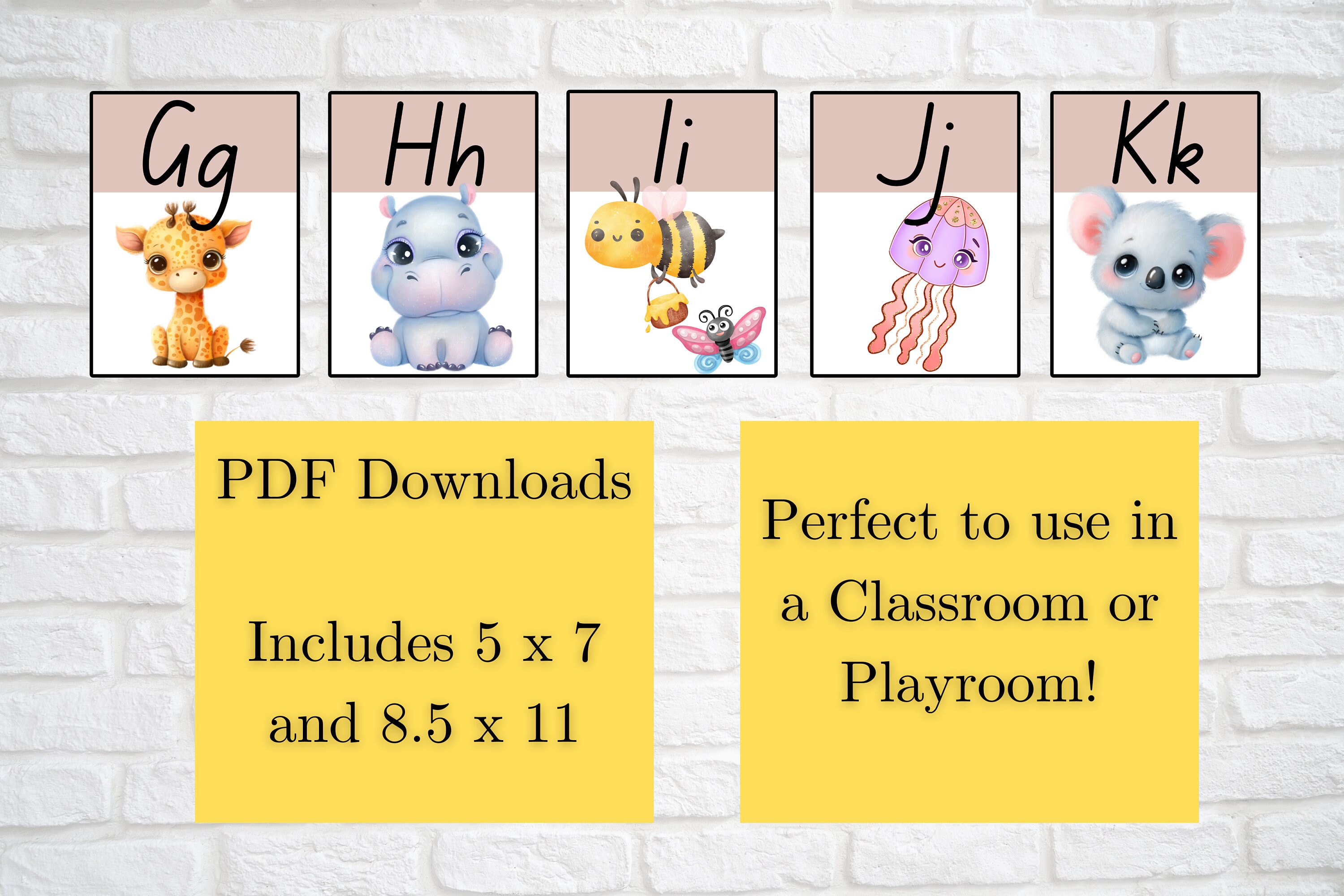 ABC Poster Kids Preschool Learning Posters Alphabet Poster Animal ...