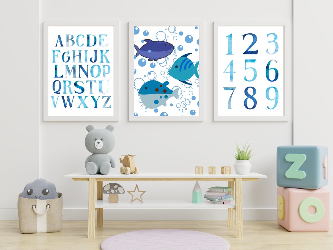 Alphabet Poster Sea Life Nursery Wall Art Watercolor Alphabet Poster ...