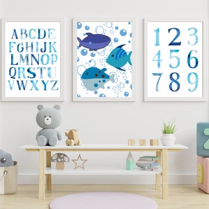 Alphabet Poster | Sea Life Nursery Wall Art | Watercolor Alphabet ...