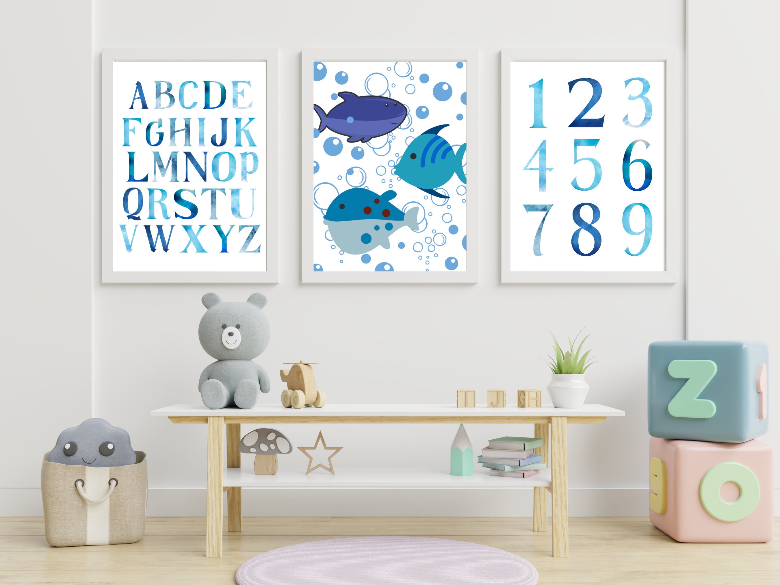 Alphabet Poster Sea Life Nursery Wall Art Watercolor Alphabet Poster ...