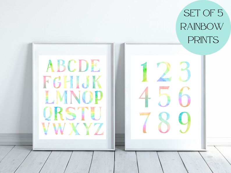 Alphabet Poster | Watercolor Alphabet Poster | Number Poster | ABC ...