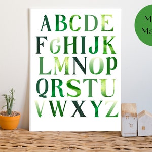 Alphabet Poster | Watercolor Alphabet Poster | Number Poster | ABC ...
