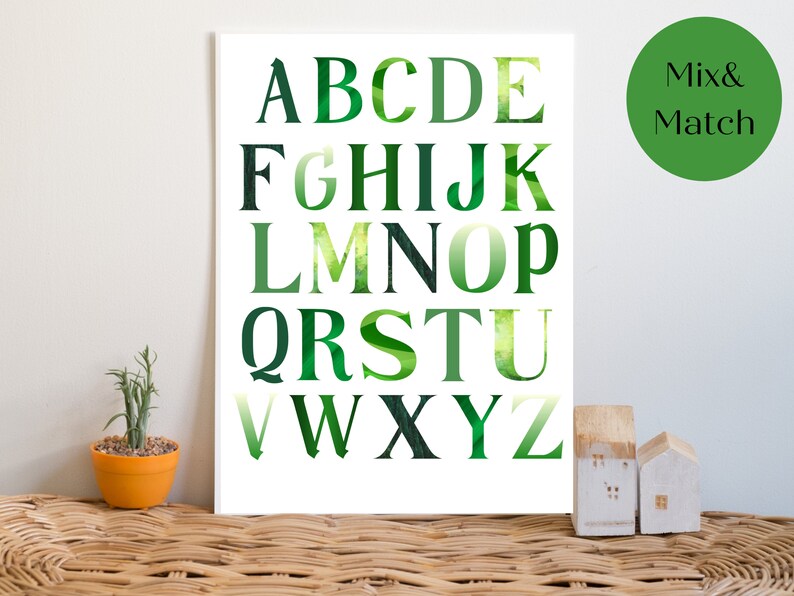 Alphabet Poster Watercolor Alphabet Poster Number Poster - Etsy