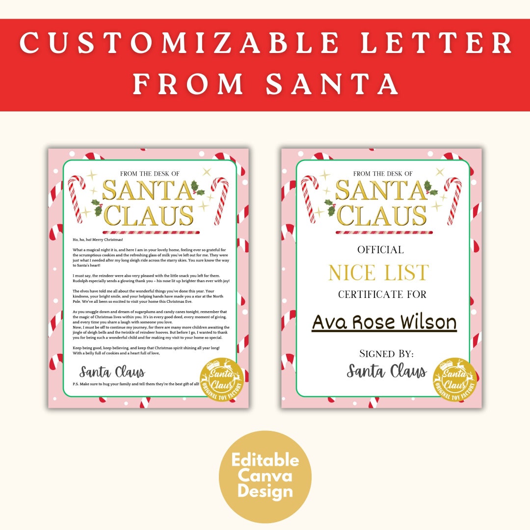 Letter From Santa Secret Santa Ideas Santa Letters Nice - Etsy