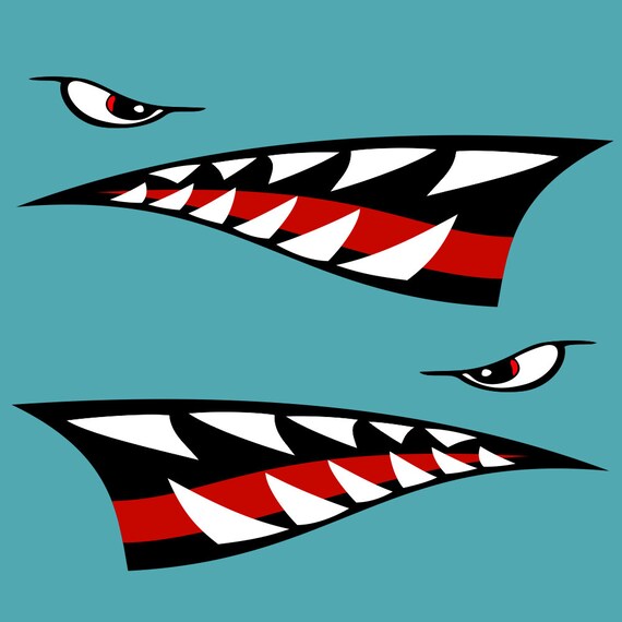 Large Shark Teeth Car Sticker Set | Etsy