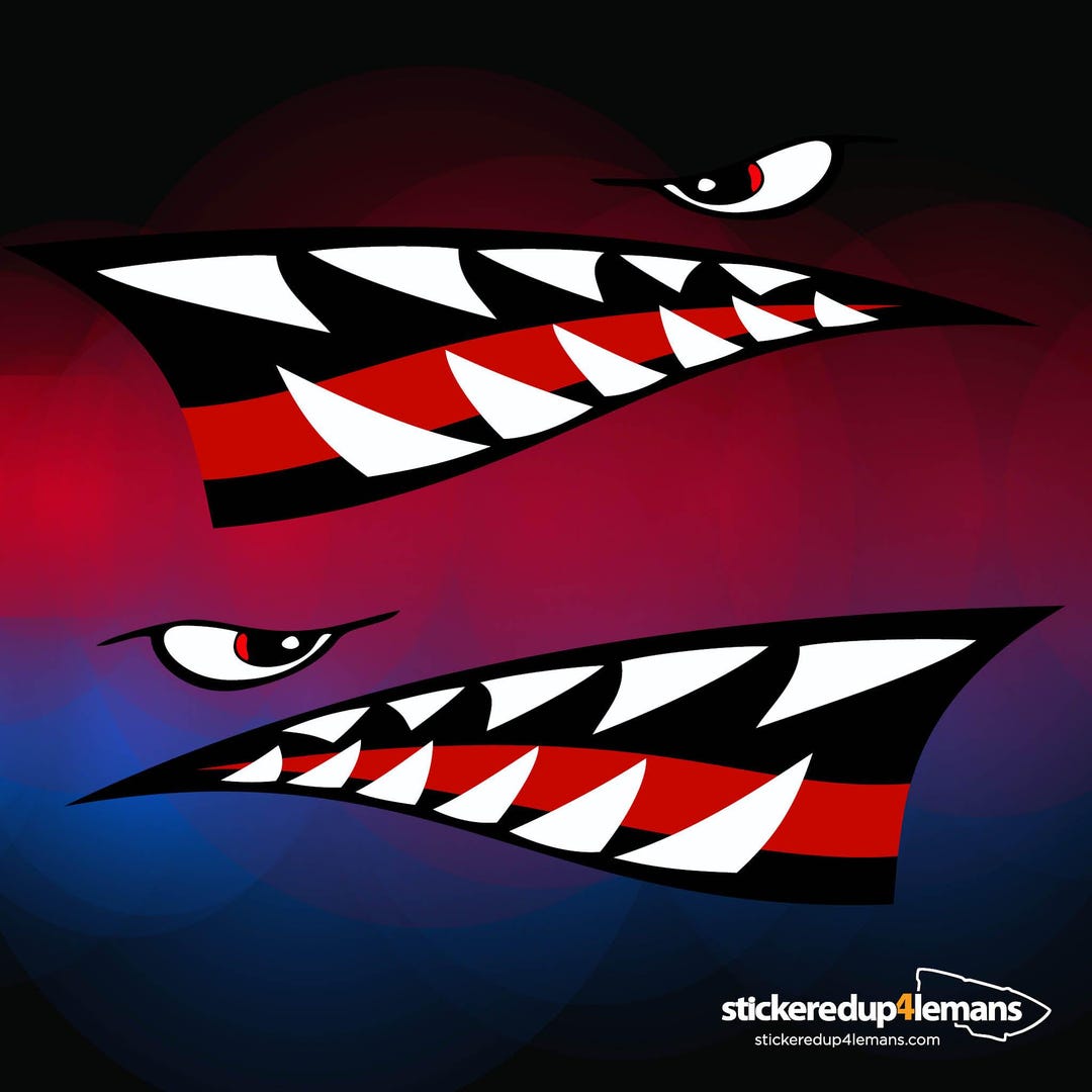 Large Shark Teeth Car Sticker Set Le Mans 24h Car Sticker Decal - Etsy