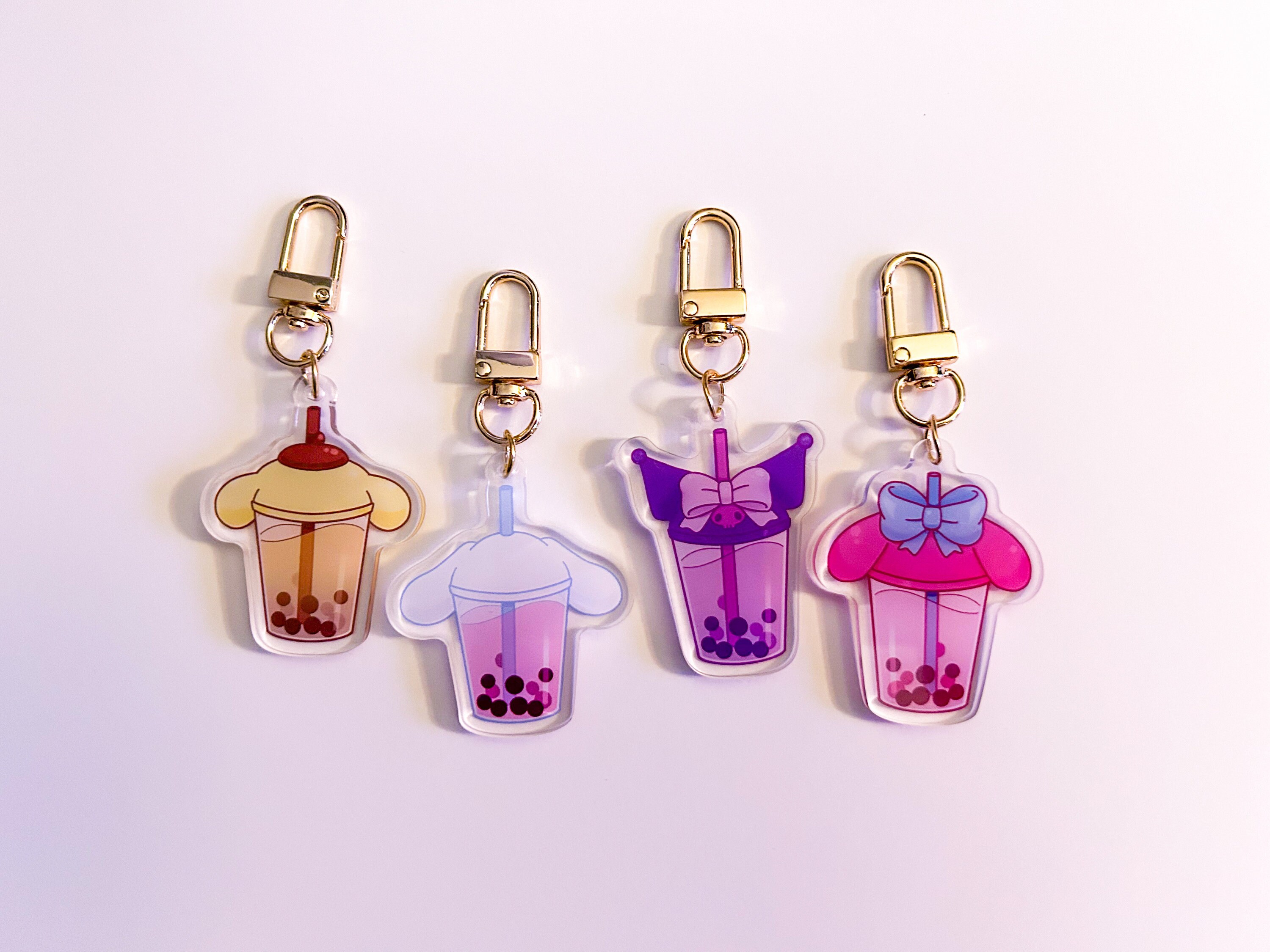 Sanrio Boba Keychains POMPOMPURIN Kuromi My Melody and Cinnamoroll - Etsy