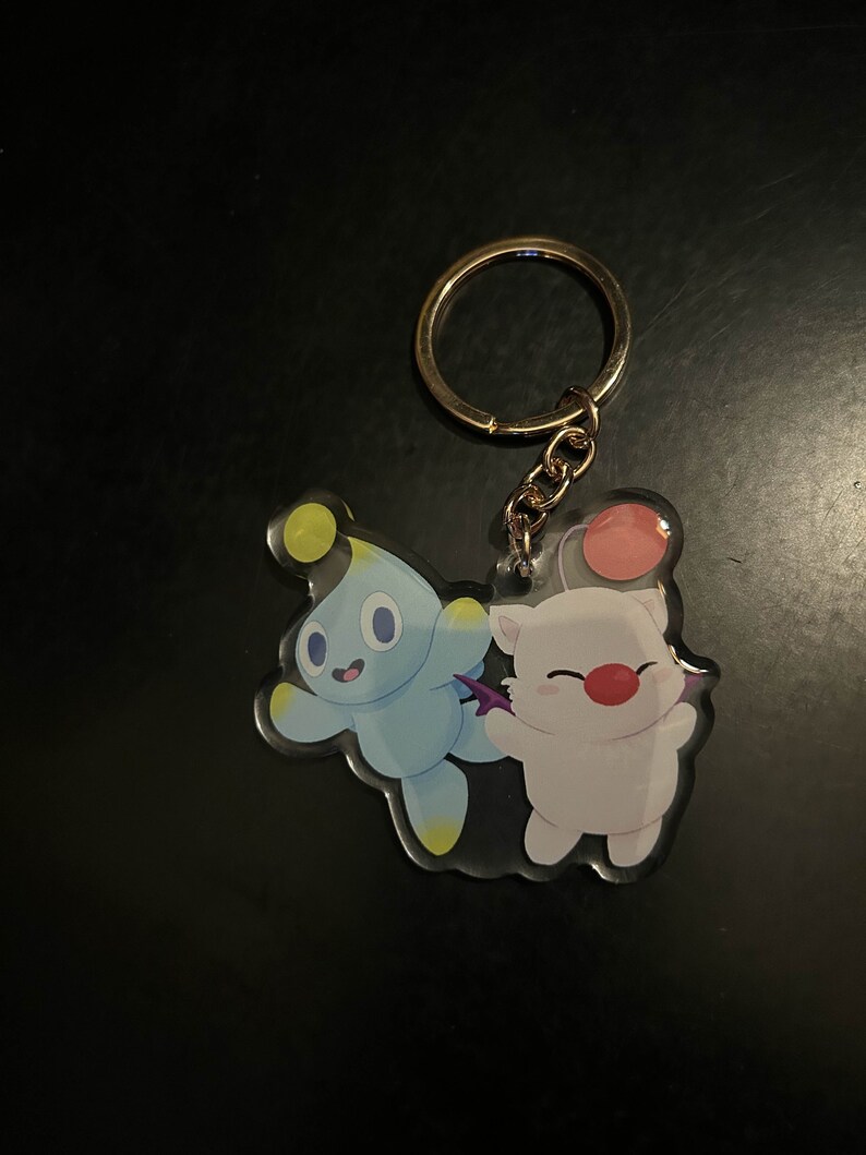 Chao and Moogle Besties Acrylic Keychain Sonic X Final Fantasy - Etsy