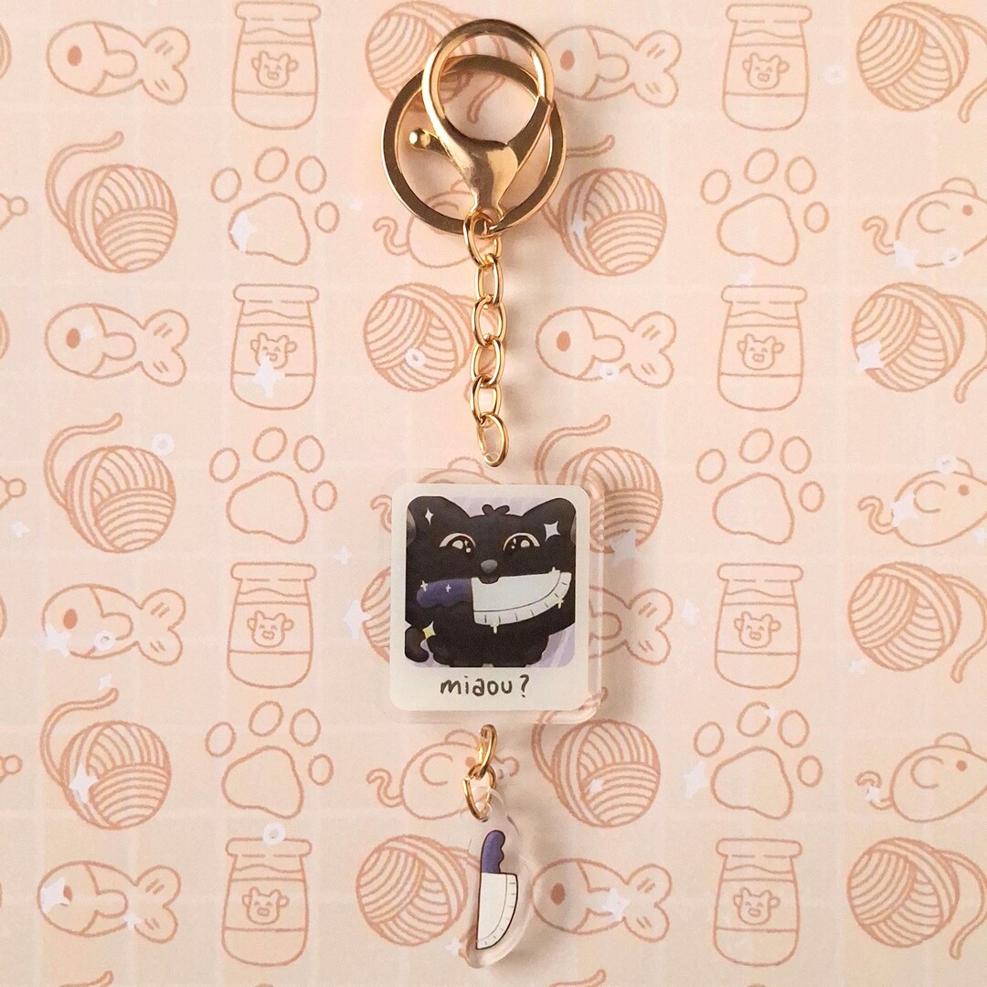 Cute Menacing Cat Kawaii Chibi Keychain - Cute Acrylic Accessory for ...