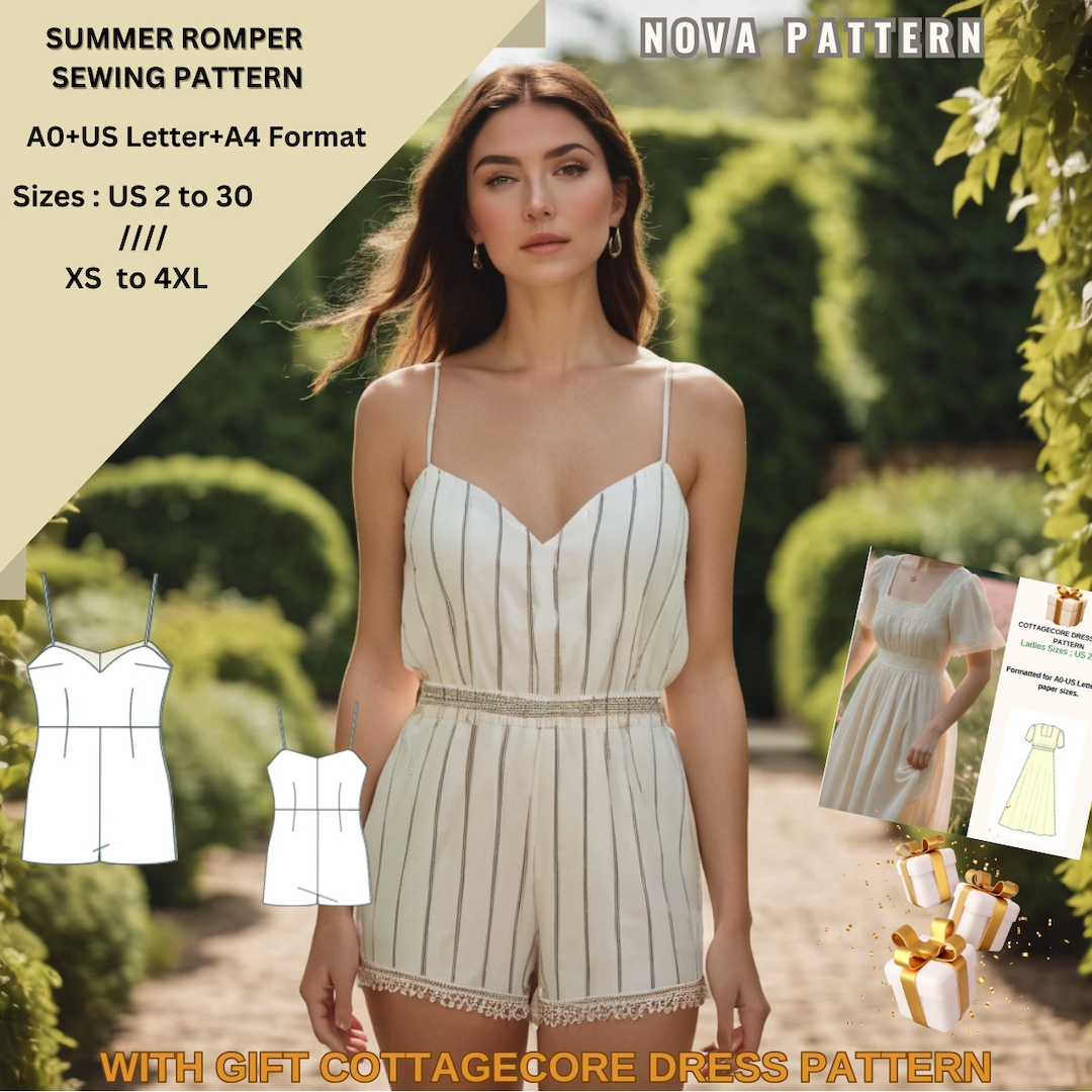 Linen Summer Romper Sewing Pattern|dungaree Pattern,womens Jumpsuit ...