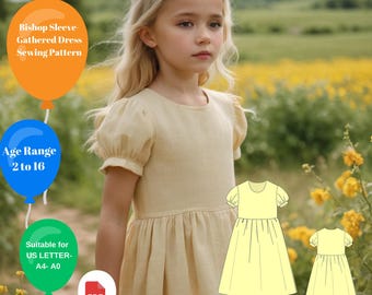 Kid's Linen Gathered Summer Dress Sewing Pattern,cap Flared Sleeveless ...