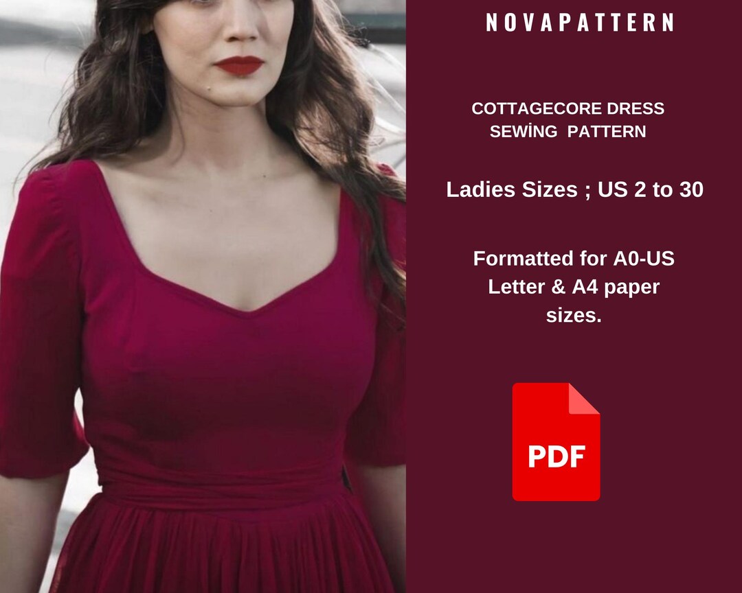 Fairy Cottagecore Dress Pattern,renaissance,regency,maxi Dress, A0-a4 ...
