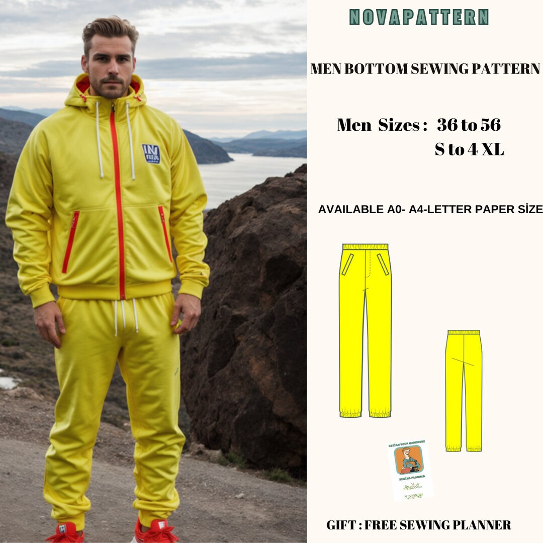 Men Bottom,tracksuit Pdf Sewing Pattern,men Size36 to 56 // S to 4 XL ...