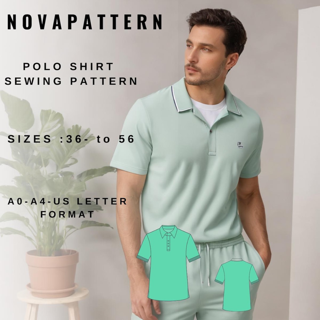 Polo Shirt PDF Sewing Pattern,easy Sewing Pattern Instant Download,men Size;36 to 56 // S to 4 ...