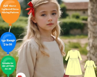 Kid's Linen Gathered Summer Dress Sewing Pattern,cap Flared Sleeveless ...