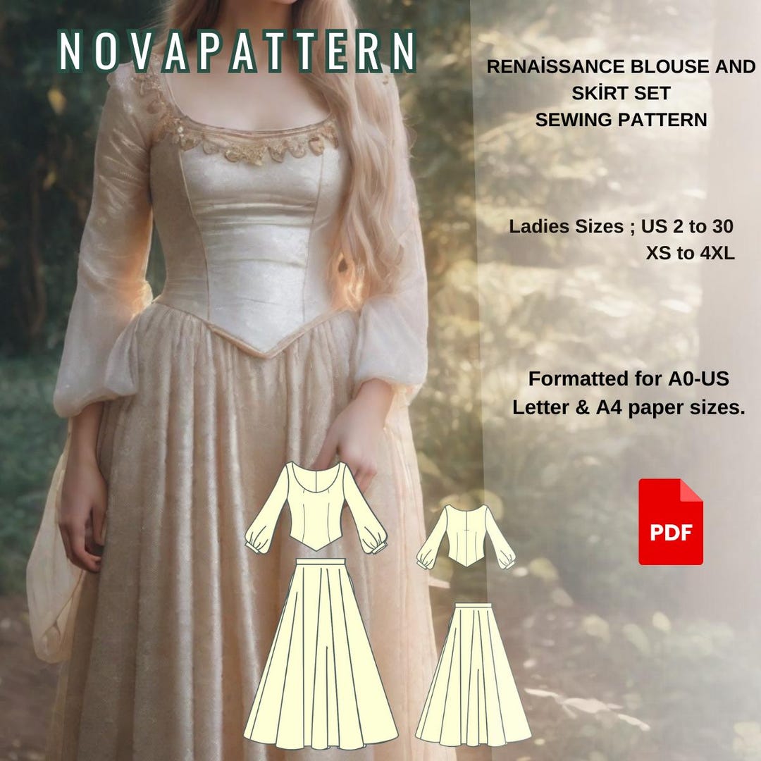 Renaissance Regency Cosplay Dress Pattern,fantasy Dress,elvish,maxi ...