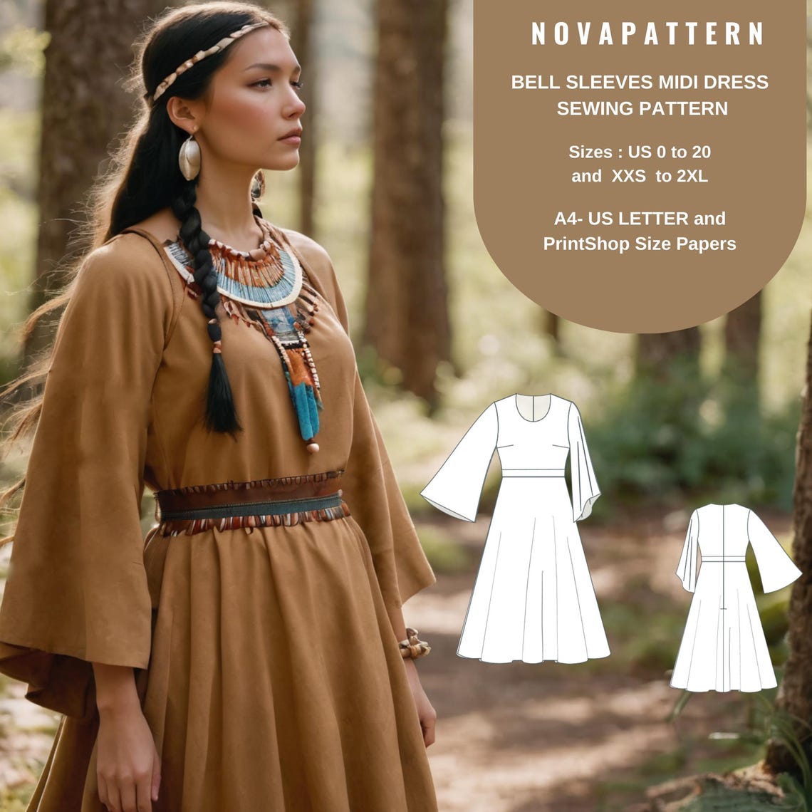 Bohemian Dress Sewing Pattern: Vintage Tribal Style (US 2-30) (PDF ...