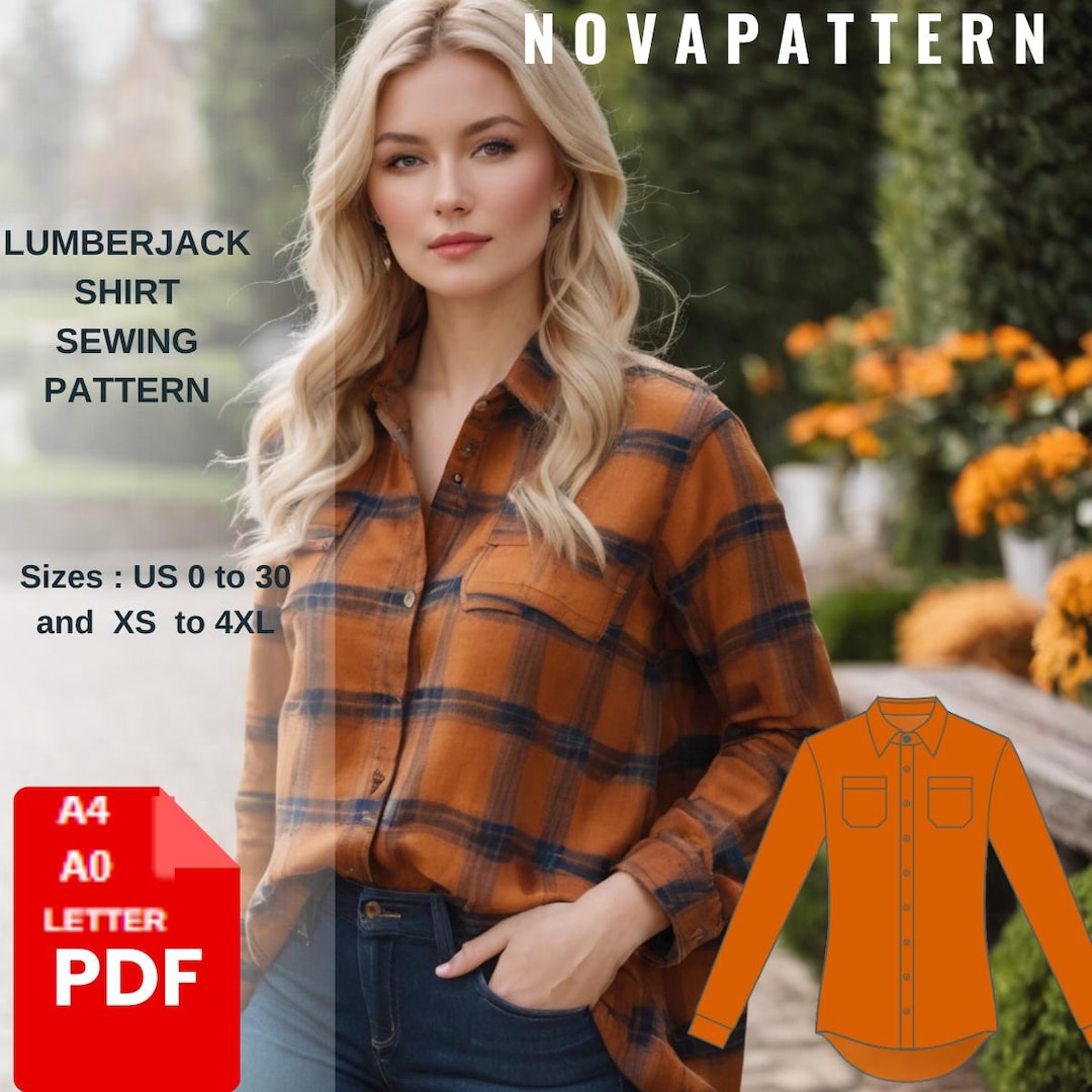 Lumberjack Shirt Sewing Pattern | Women’s Flannel Shirt PDF | Button up ...
