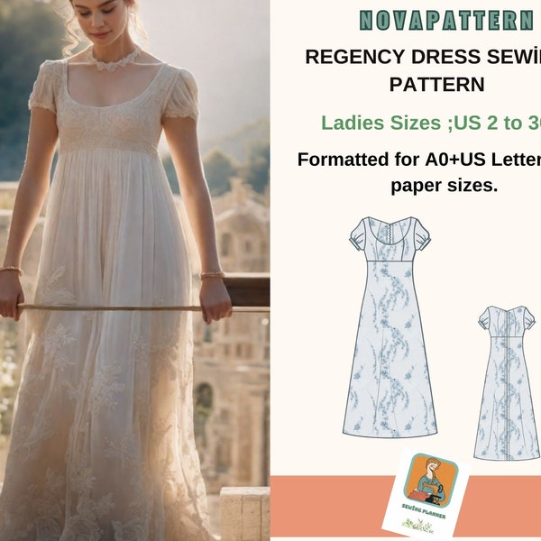 Regency Empire Dress Sewing Pattern - Etsy
