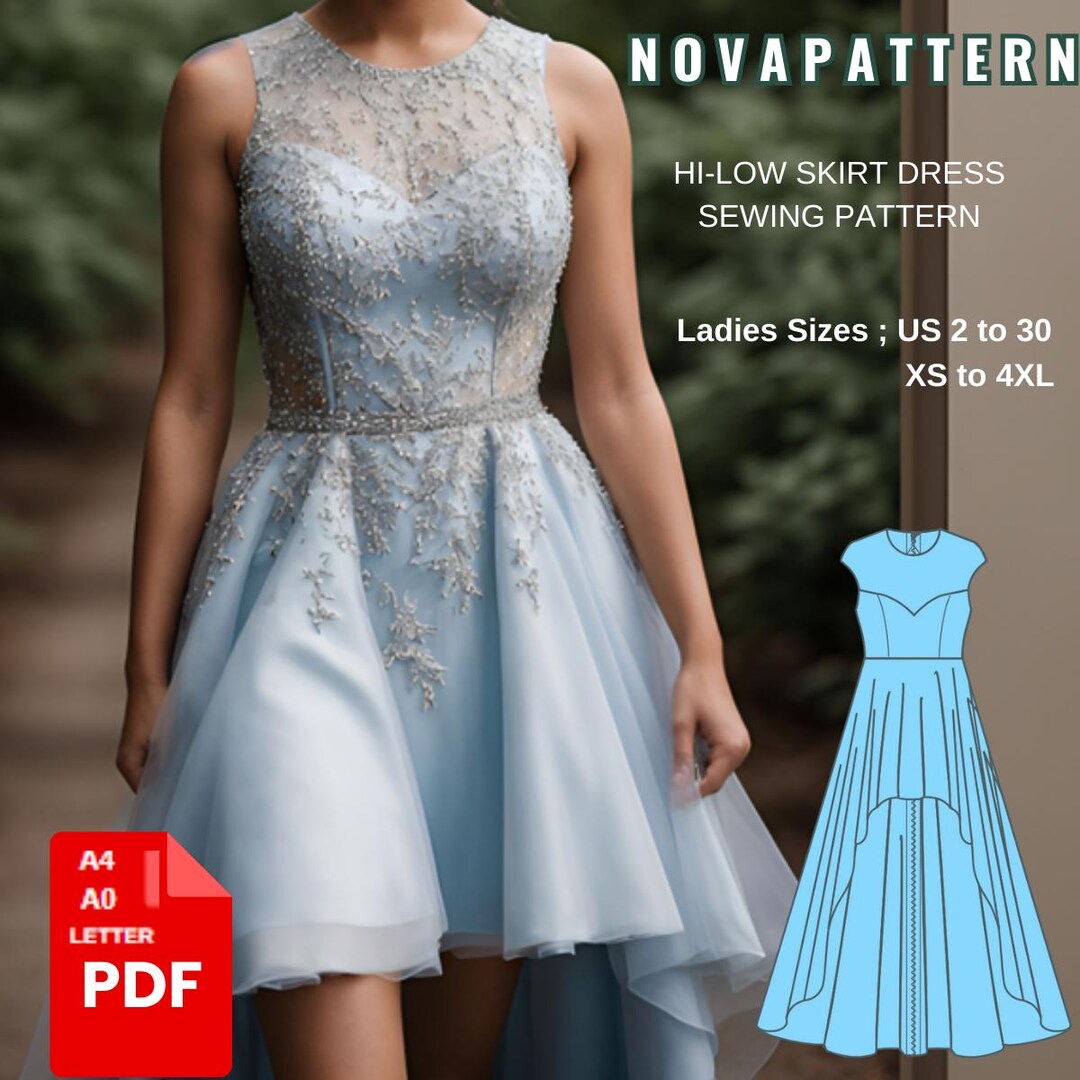 Ballgown Hi-low Formal Dress Sewing Pattern,sizes;us 2 to 30 Suitable ...