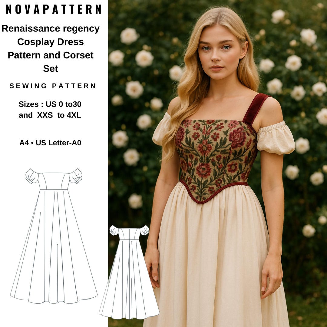 Renaissance Dress & Corset Sewing Pattern: Elvish Fantasy Costume (PDF ...