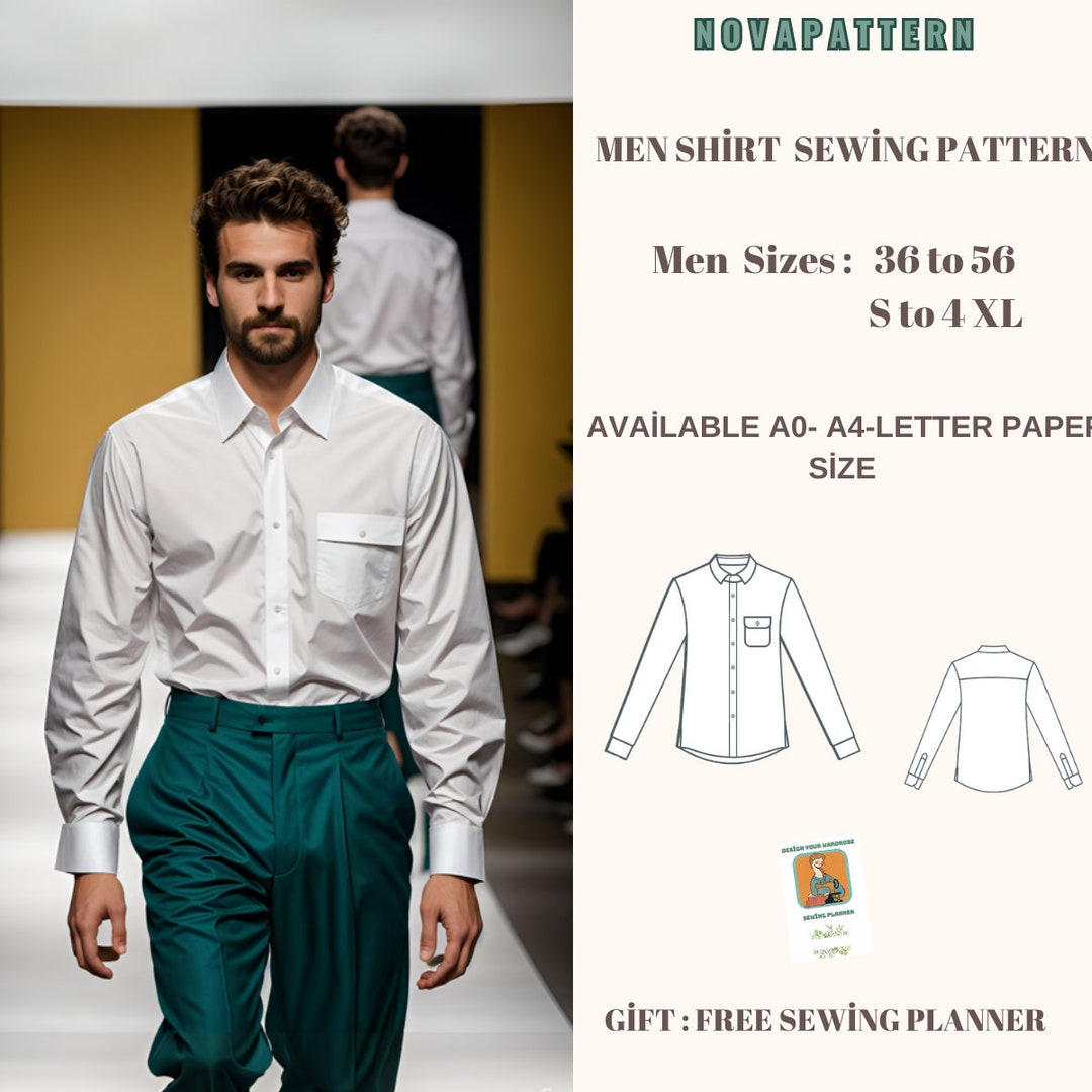 Men's Classic Fit Shirt Sewing Pattern (PDF Download) - Etsy UK