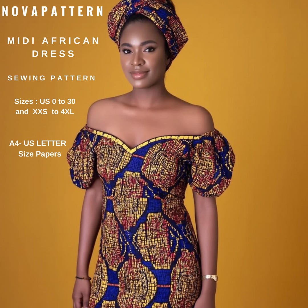 Ruffle Hem African Ankara Dress Sewing Pattern: Boho Tribe Style (XS ...