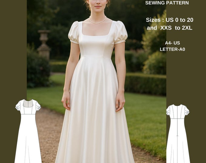 Bridgerton Gown Sewing Pattern, Bridgerton Dress, Renaissance Dress ...