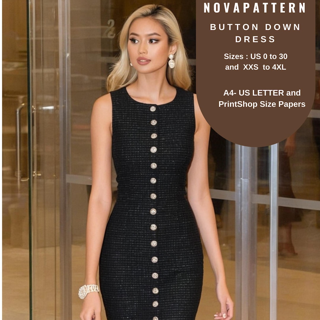Button Down Mini Dress Sewing Pattern: US Size 2-30 (PDF) - Etsy