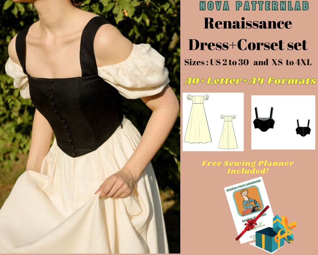 Renaissance Regency Cosplay Dress Pattern and Corsetfantasy - Etsy UK