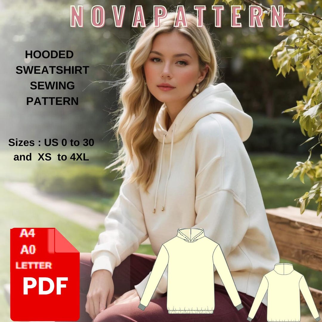 Hoodie Sewing Pattern | Women’s Hooded Sweatshirt | Casual Pullover ...