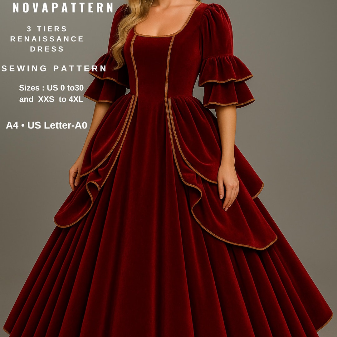 Queen Gown Sewing Pattern | Renaissance Ball Gown | Historical Dress ...