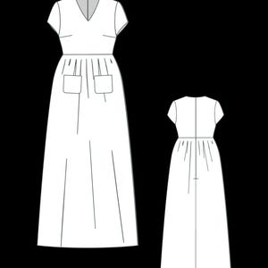 Short Sleeve Linen Maxi Dress, Linen Gathered Summer Dress Sewing ...