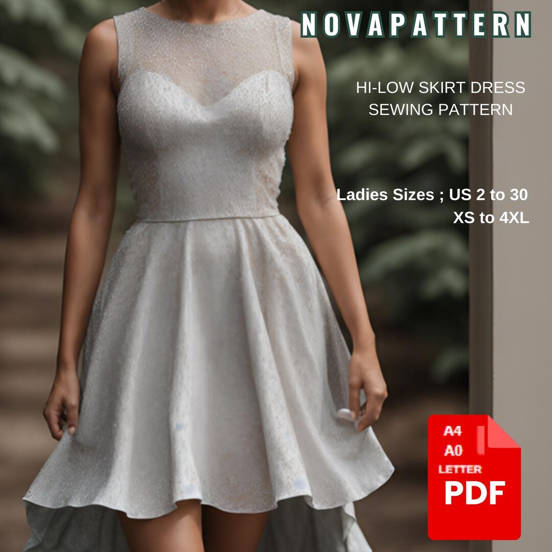 Hi-low Dress Sewing Pattern: Plus Size XS-4XL (PDF Pattern) - Etsy