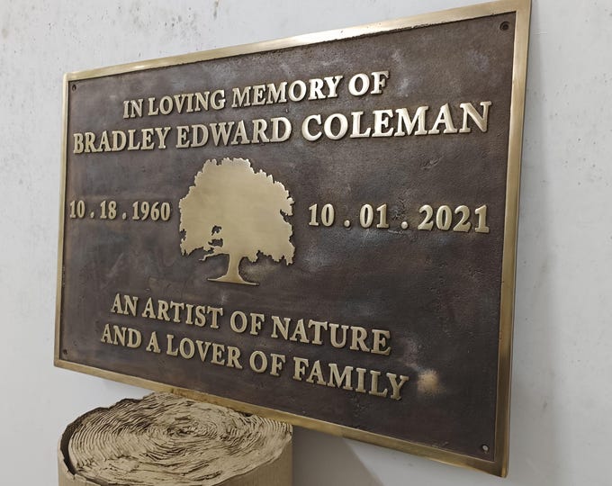 Personalized Memorial Plaque in Cast Bronze - Memorial Bench Plaque ...