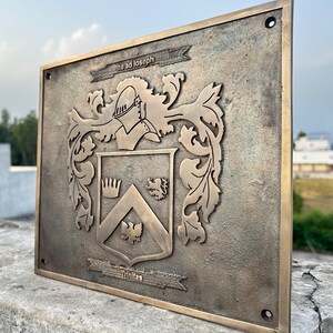 Custom Bronze Family Crest Coat of Arms Plaque - Personalized Heraldic ...
