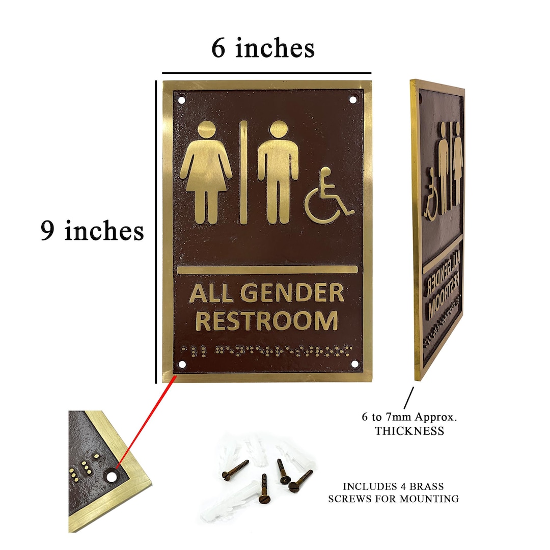 Restroom Sign With Braille - Wc Sign Metal - All Gender Restroom Plaque ...
