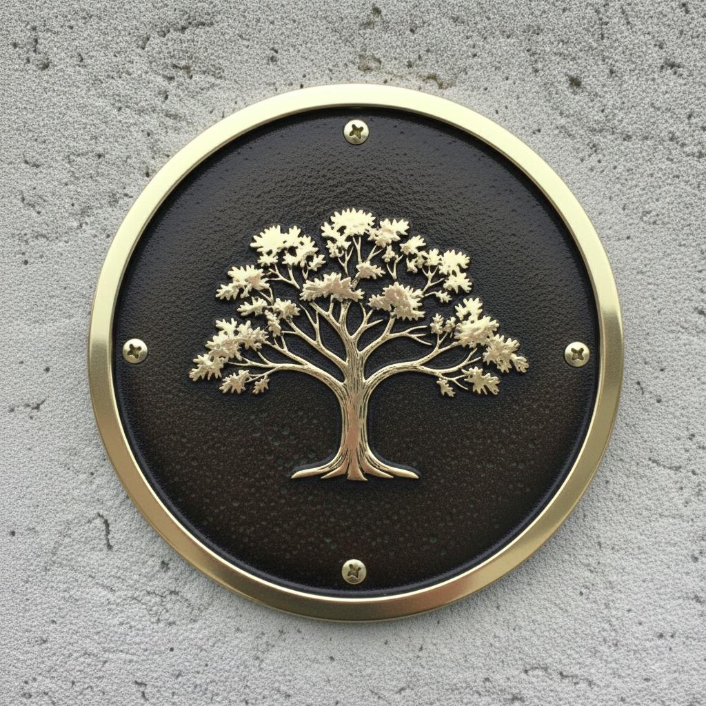 Custom Brass House Number Circular Plaque - Address Marker Circle Sign ...