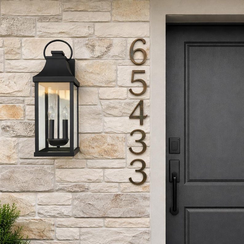 Solid Bronze Floating House Number - Modern Address Sign - Modern House ...