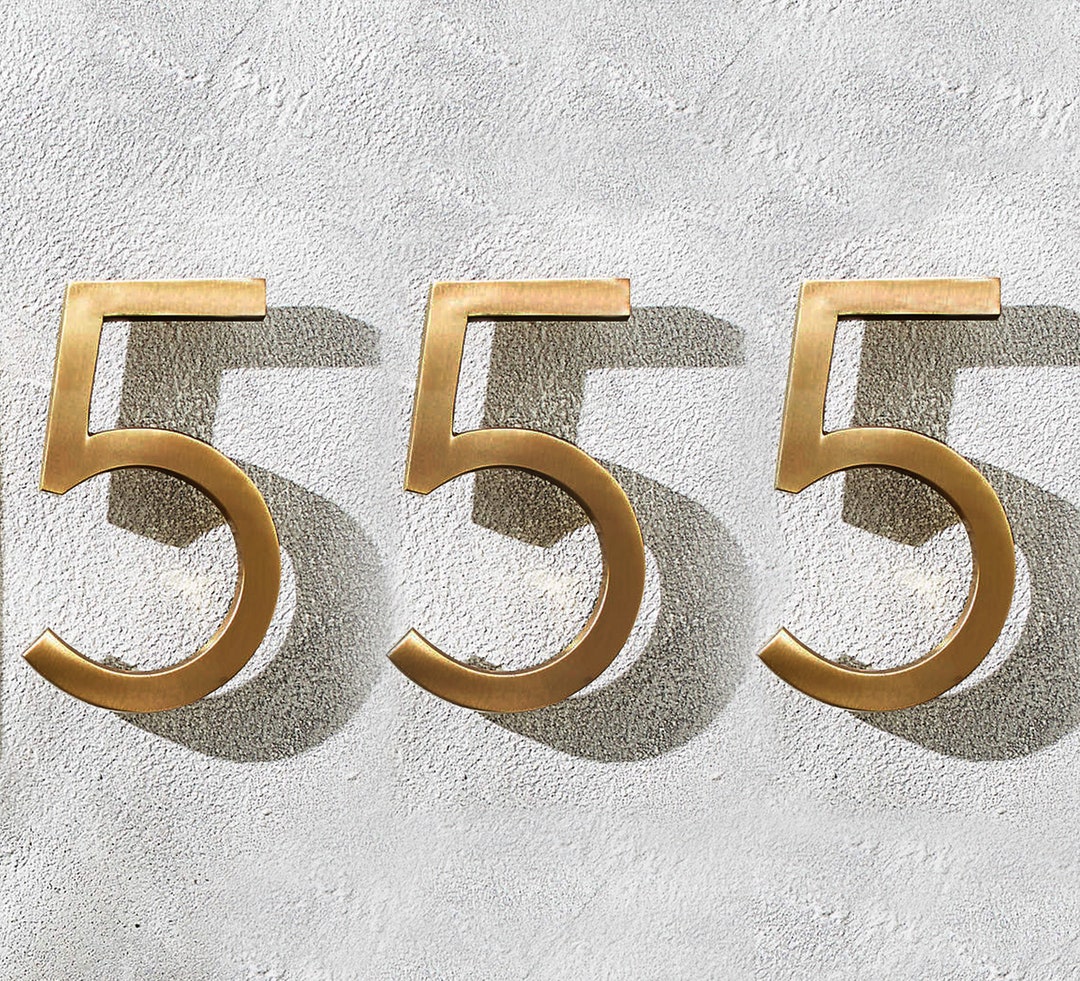 Modern House Numbers - Brushed Brass Material Letters - Custom Size ...
