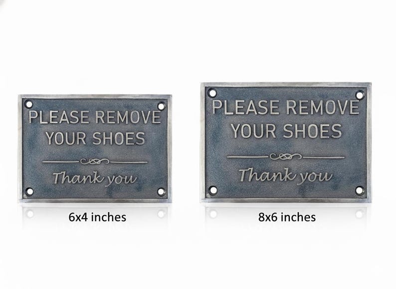 Please Remove Your Shoes Bronze Signs – No Shoe Sign -handmade Brass ...