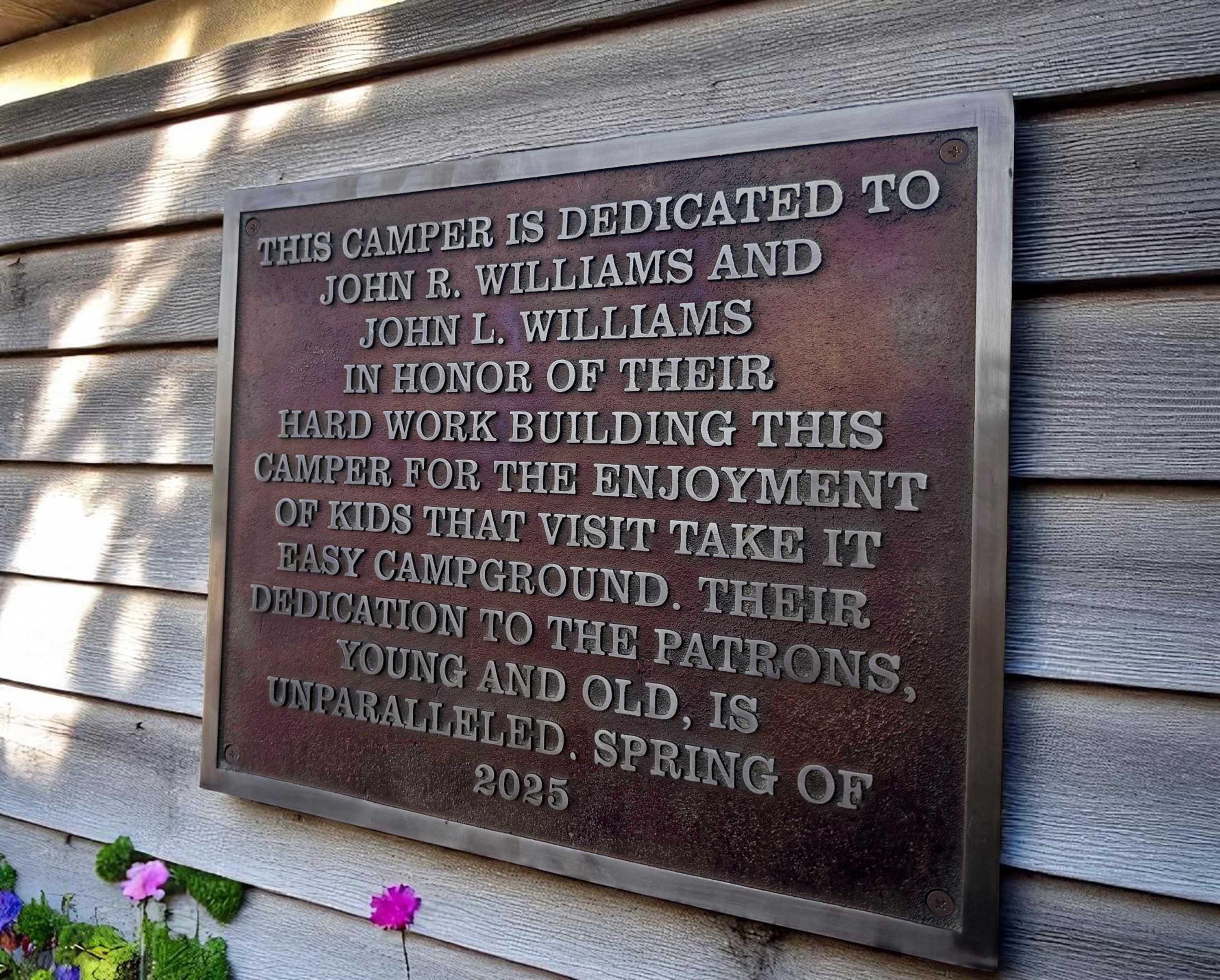 Personalized Memorial Plaques - Bronze Commemorative Signs, Custom ...