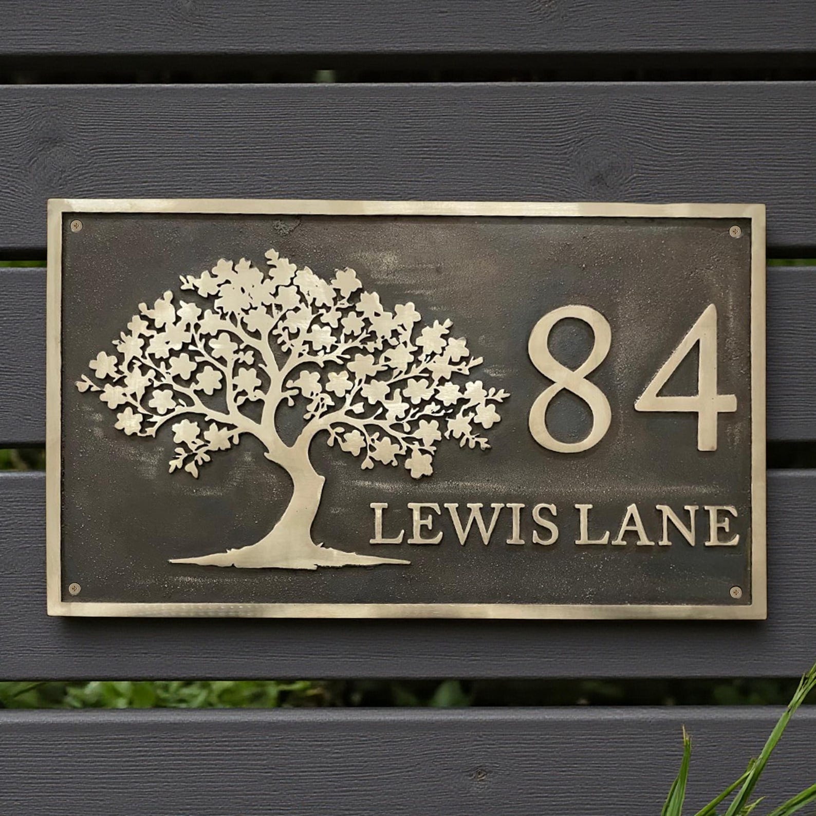 Custom Bronze House Number Plaque - Address Marker Sign - Personalized ...