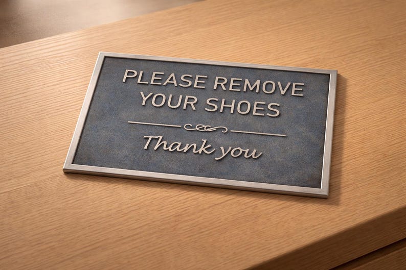 Please Remove Your Shoes Bronze Signs – No Shoe Sign -handmade Brass ...