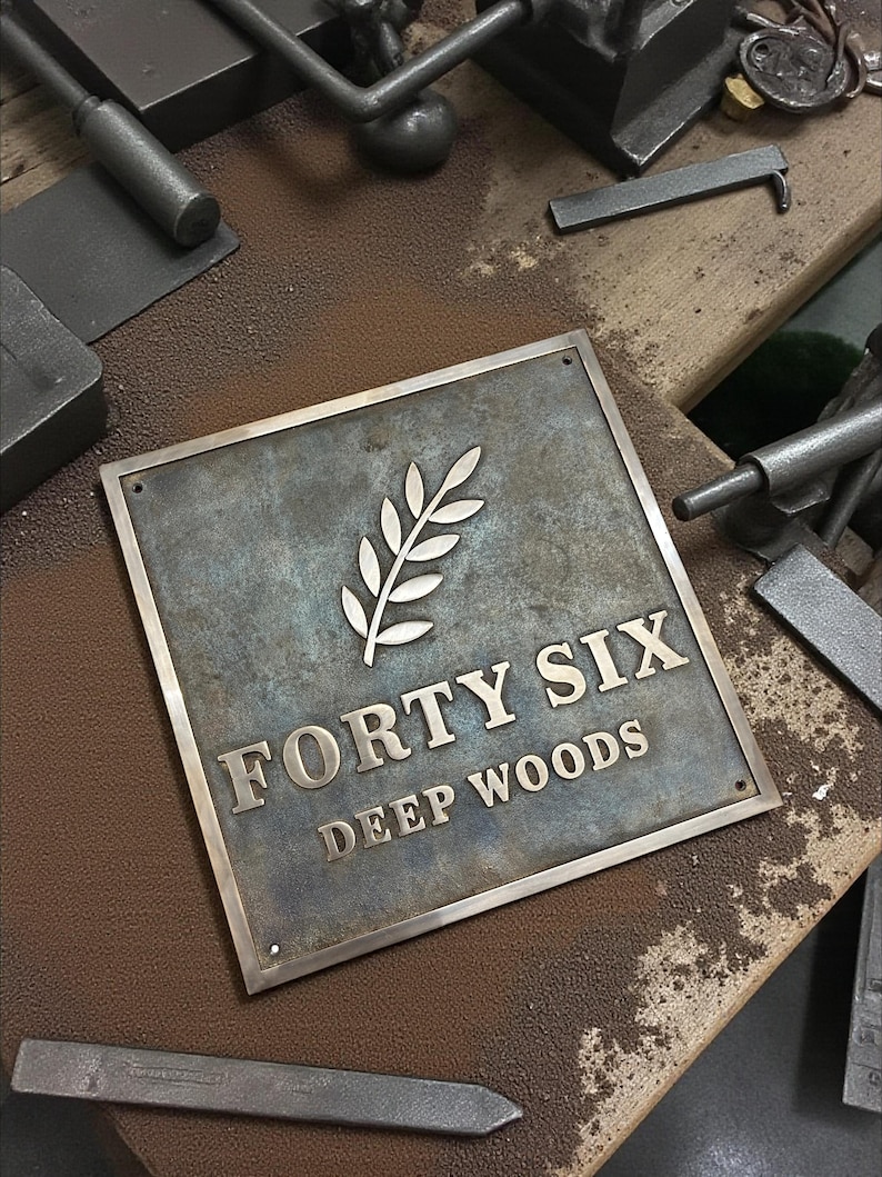 Custom Bronze Crest Sign – Personalized House Villa Family & Office ...